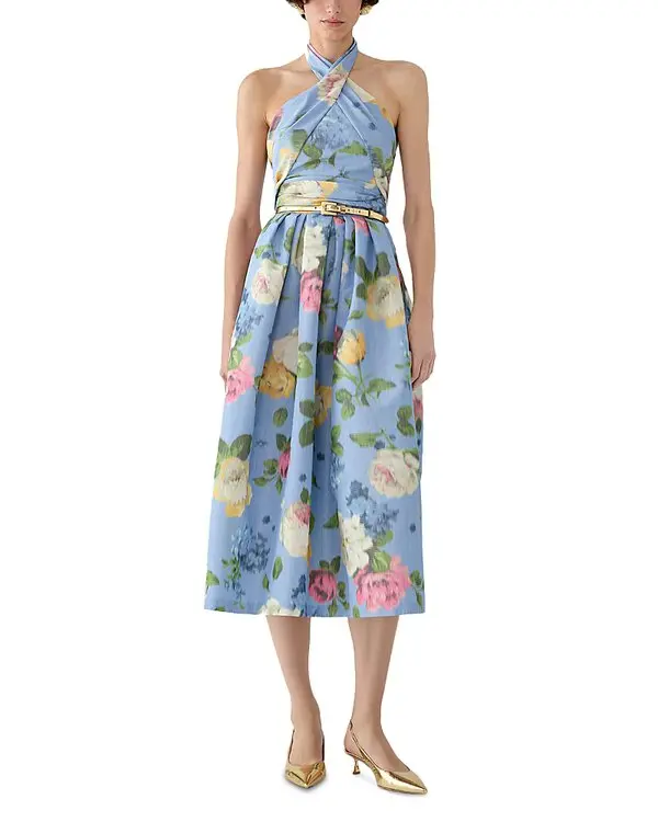 Carolina Herrera Floral Halterneck Midi Dress