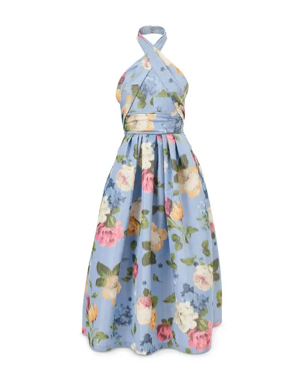 Carolina Herrera Floral Halterneck Midi Dress