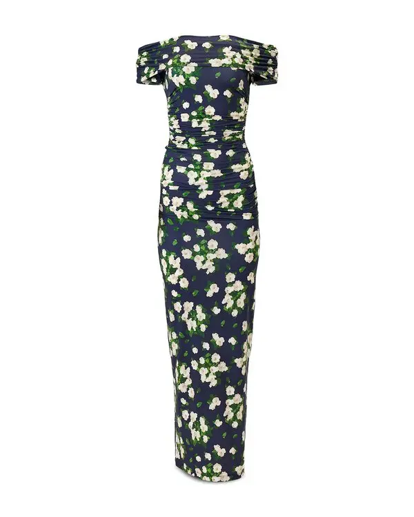 Carolina Herrera Off-the-shoulder Floral Gathered Dress - Midnight Multi