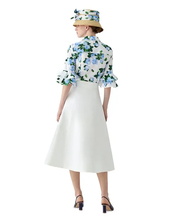 Carolina Herrera Tiered Ruffle Sleeve Blouse - White Multi