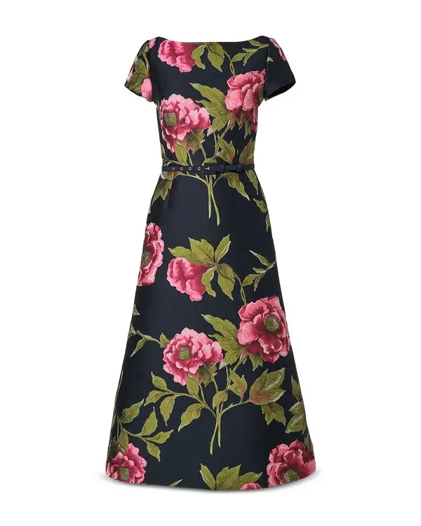 Carolina Herrera Short Sleeve A-line Dress With Floral Print