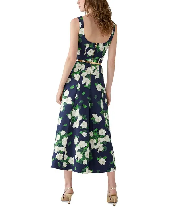 Carolina Herrera Square Neck Sleeveless Floral Print Dress
