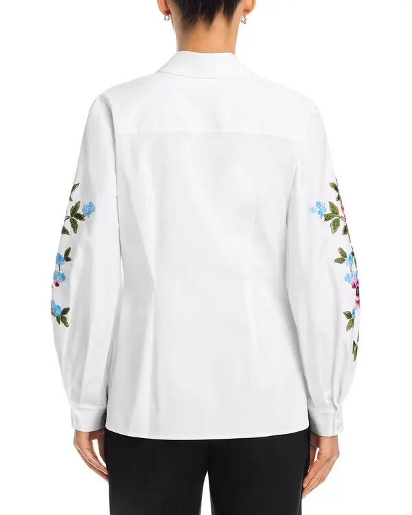 Carolina Herrera Embroidered Puff Sleeve Shirt
