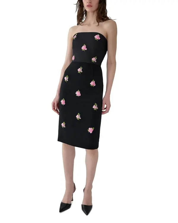 Carolina Herrera Strapless Embroidered Dress