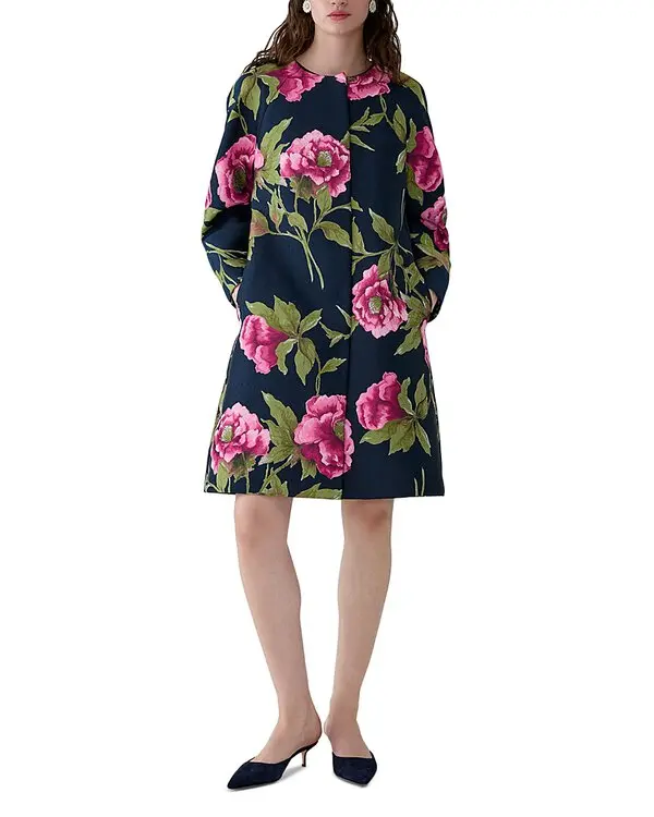 Carolina Herrera Floral Print Cocoon Coat