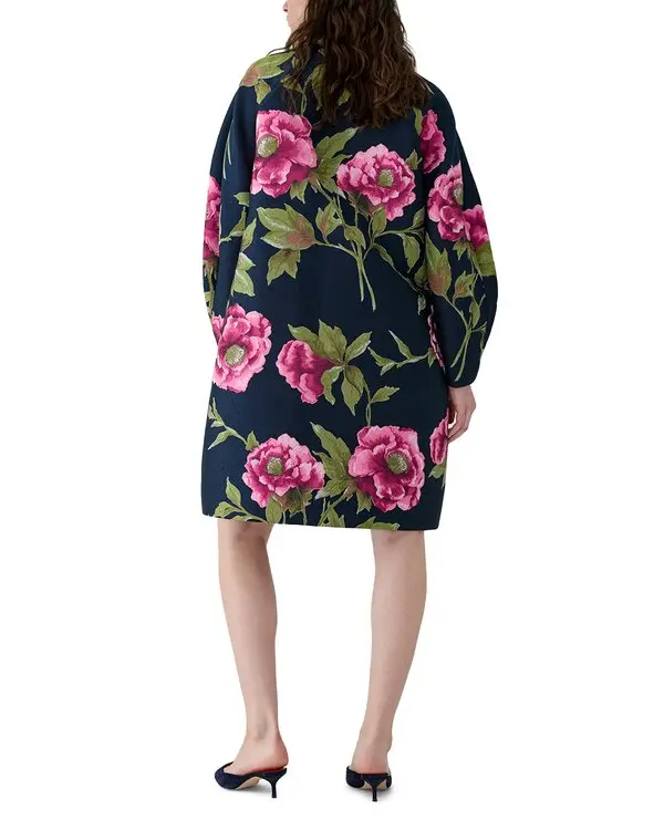 Carolina Herrera Collarless Floral Cocoon Coat
