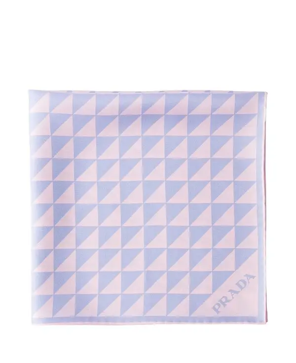Prada Printed Silk Twill Scarf, 55x55cm - Pink/blue
