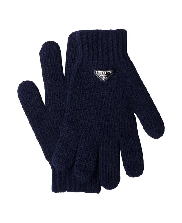Prada Wool And Cashmere Gloves - Medium Blue