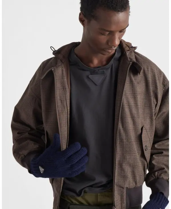 Prada Wool And Cashmere Gloves - Medium Blue
