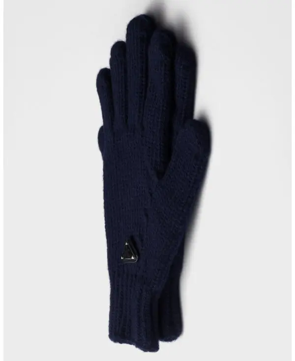 Prada Wool And Cashmere Gloves - Medium Blue