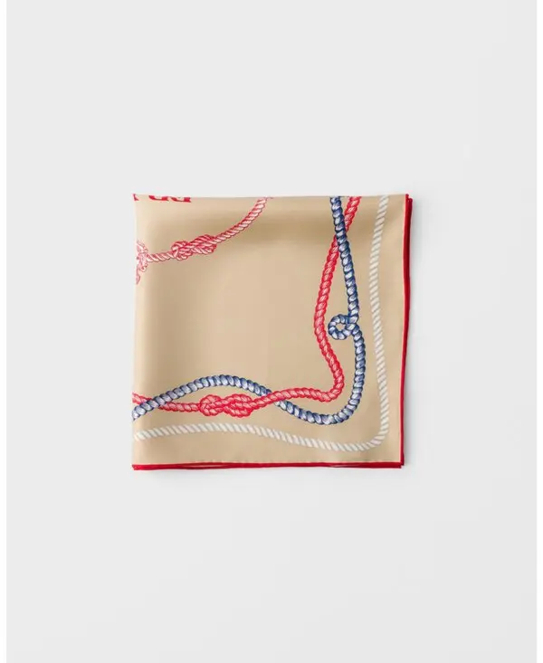 Prada Printed Silk Twill Scarf, 55 X 55 Cm - Brown