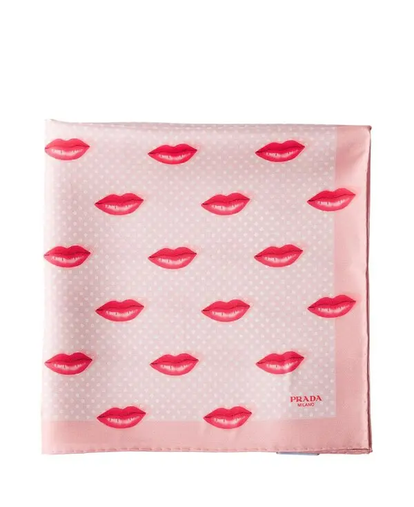 Prada Printed Silk Twill Scarf, 55 X 55 Cm - Pink