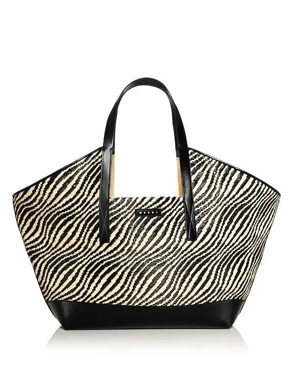 Marni Striped Woven Tote Bag - Black