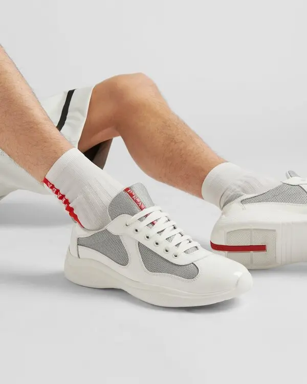 Prada Patent Leather And Technical Fabric America's Cup Sneakers