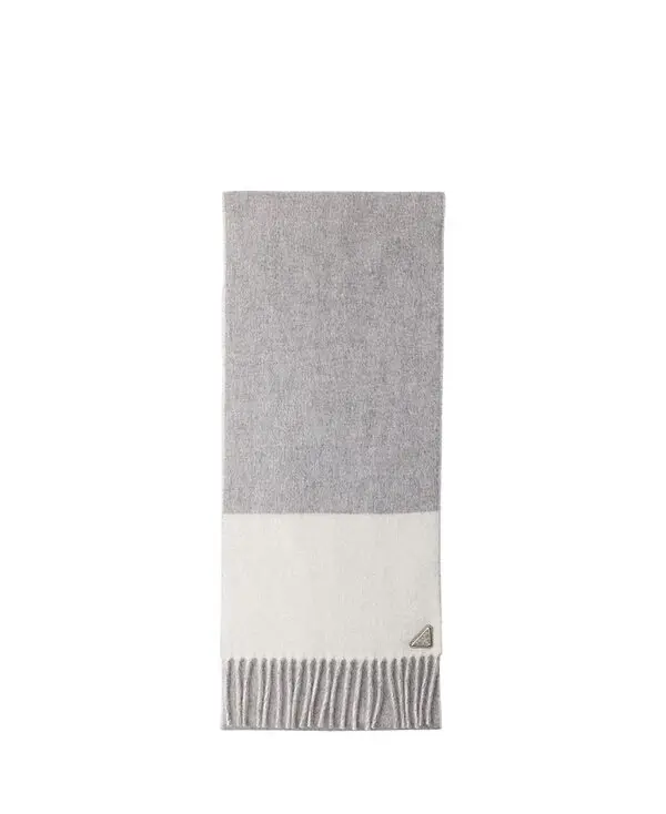Prada Symbole Double Wool And Cashmere Scarf - Blue