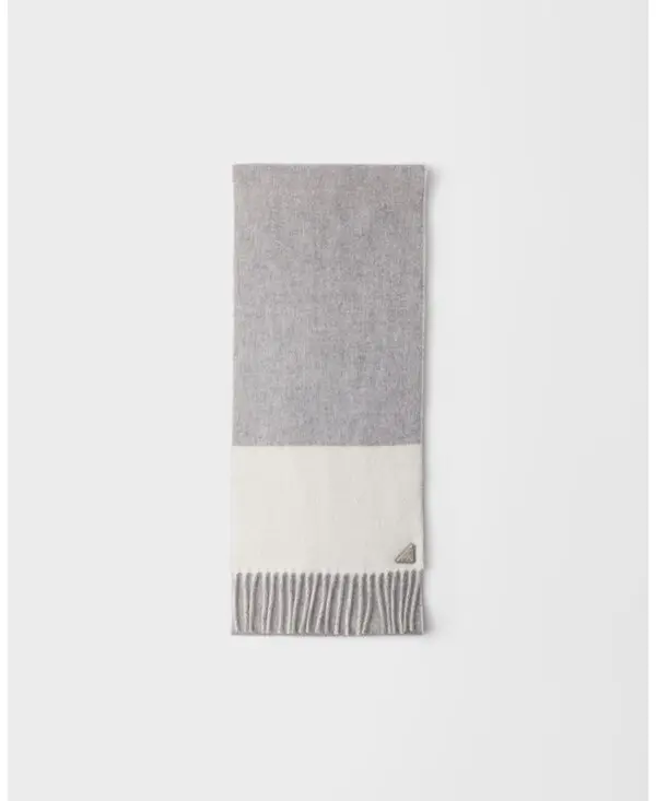Prada Symbole Double Wool And Cashmere Scarf - Blue