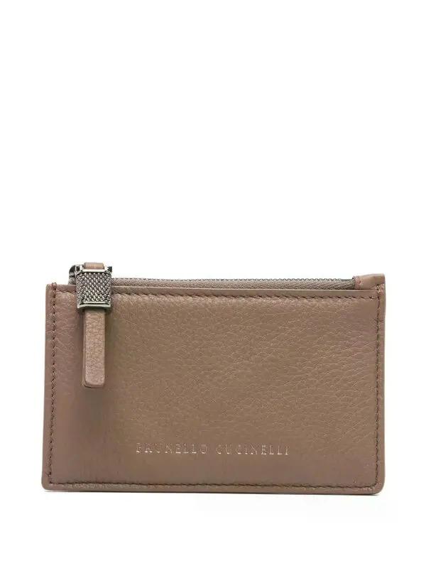 Brunello Cucinelli Monili-embellished Leather Card Holder - Brown