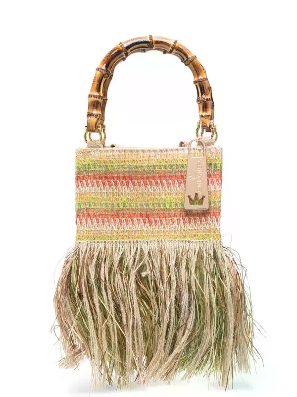 LA MILANESA Begonia Fringed Tote Bag - Neutrals