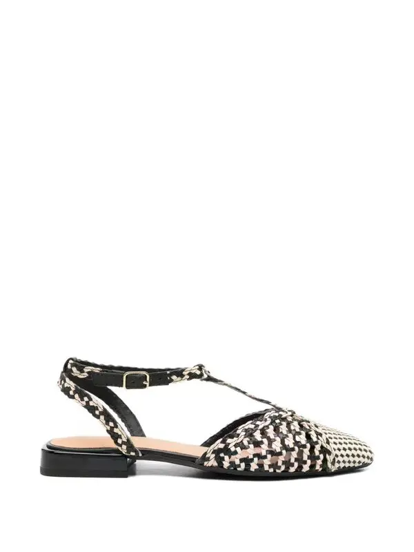 GIOSEPPO Woven T-bar Flat Pumps - Black