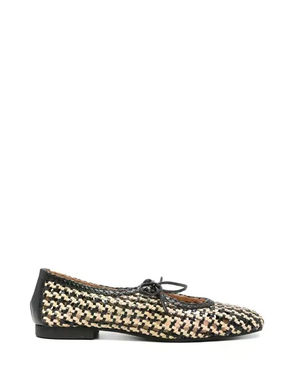 GIOSEPPO Woven Design Ballet Flats With Bow Detailing - Black