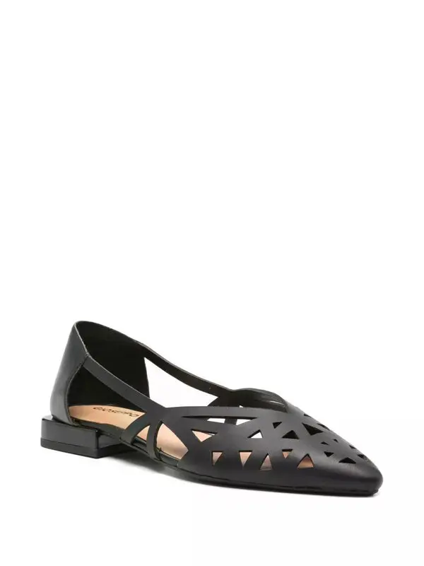 GIOSEPPO Bumala Cut-out Leather Ballet Flats - Black