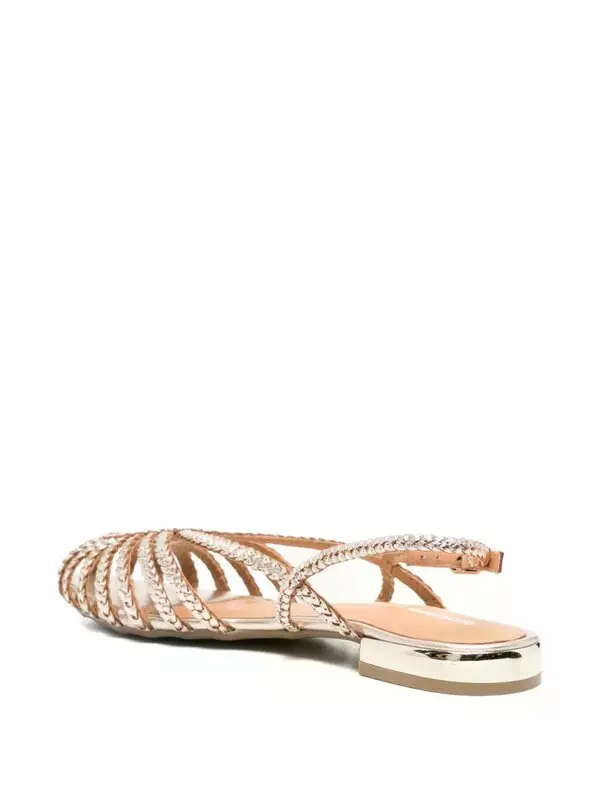 GIOSEPPO Braided Metallic-leather Sandals - Gold