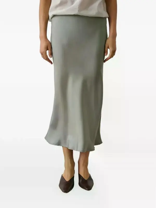 Soeur Fever Satin-finish Midi Skirt - Green