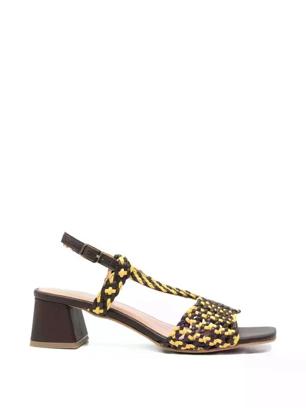 GIOSEPPO Woven Leather Block Heel Sandals