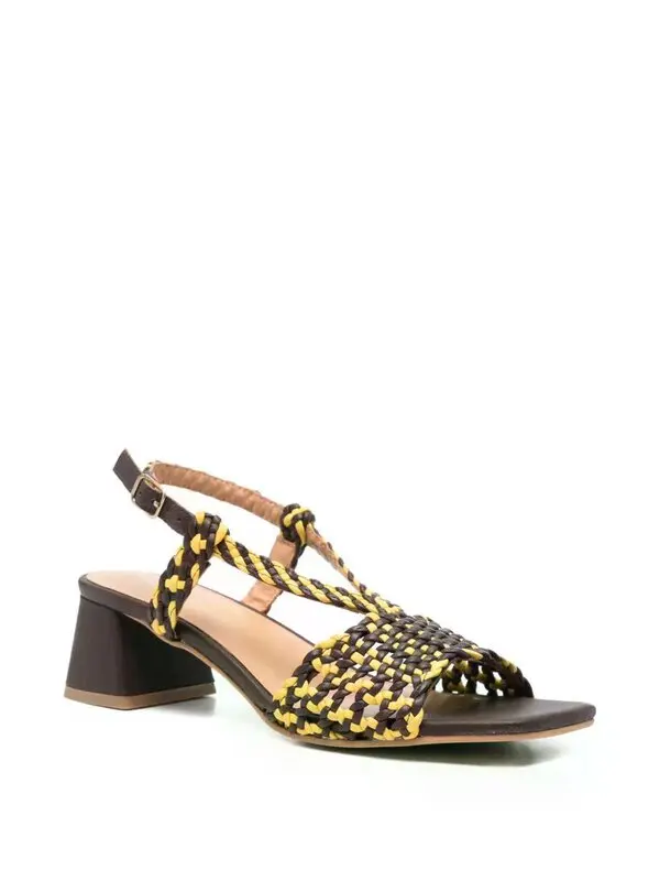 GIOSEPPO Woven Leather Block Heel Sandals