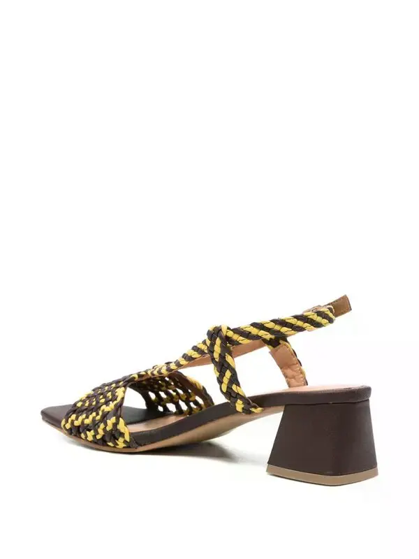 GIOSEPPO Woven Leather Block Heel Sandals