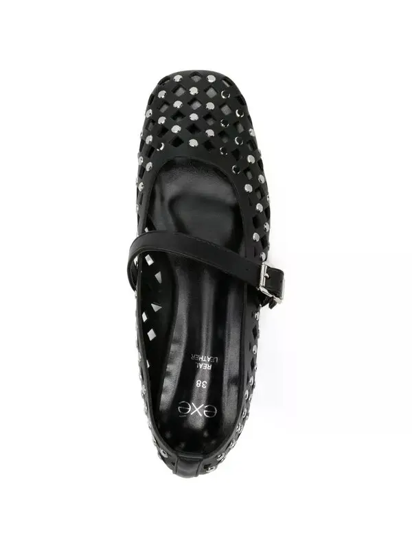 EXÈ Stud-embellished Cut-out Ballet Flats