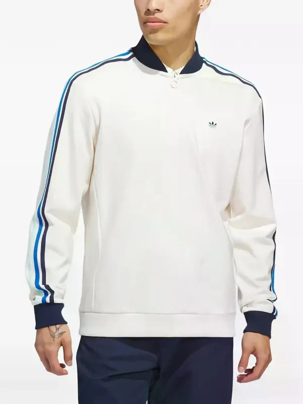 Adidas Originals 3-stripes Quarter-zip Sweatshirt - Neutrals