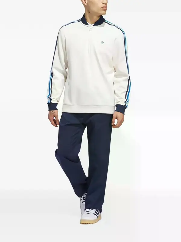 Adidas Originals 3-stripes Quarter-zip Sweatshirt - Neutrals