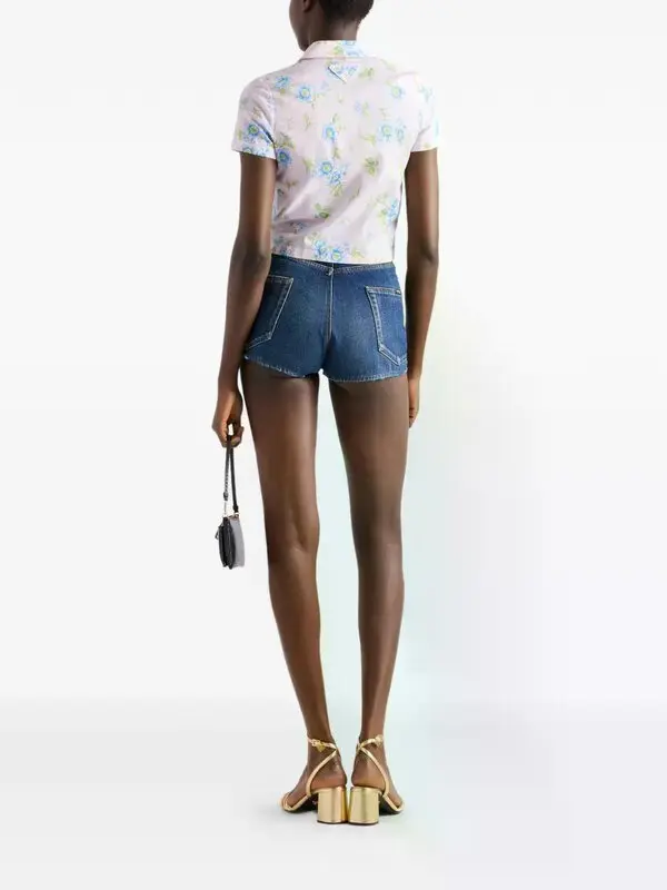Prada Floral Print Batiste Shirt With Detachable Scarf