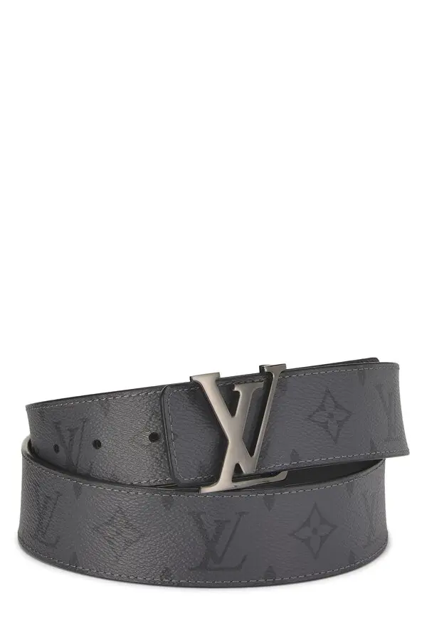 LOUIS VUITTON Monogram Eclipse Initiales Reversible Belt - Grey