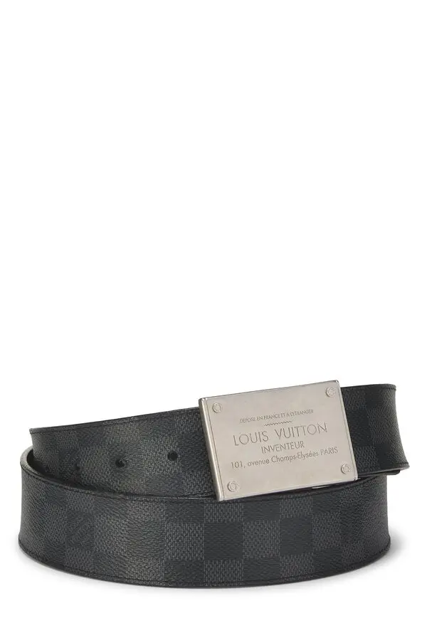 LOUIS VUITTON Damier Graphite Neo Inventeur Reversible Belt - Black