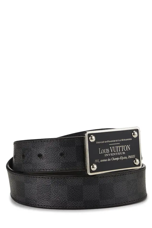 LOUIS VUITTON Damier Graphite Inventeur Belt - Black