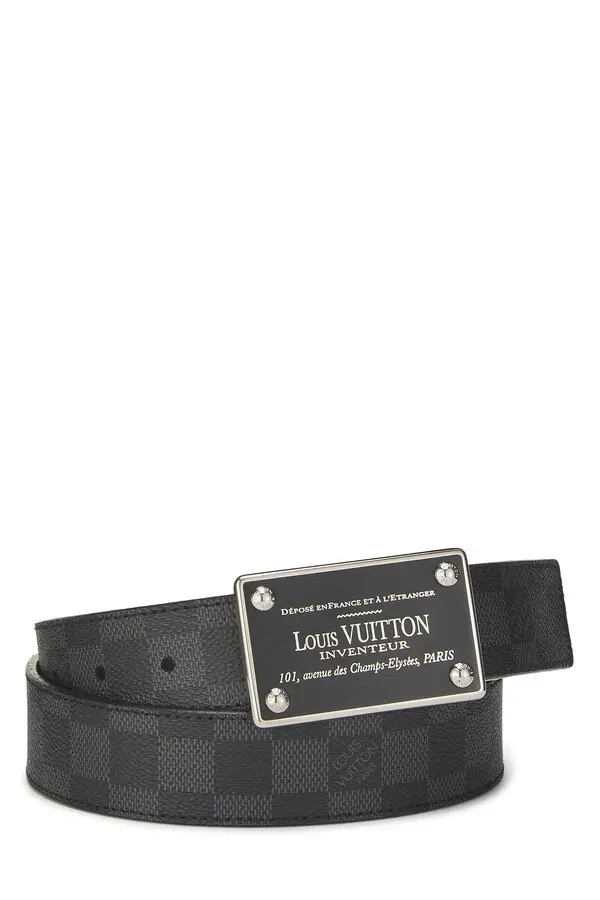 LOUIS VUITTON Damier Graphite Inventeur Belt - Black