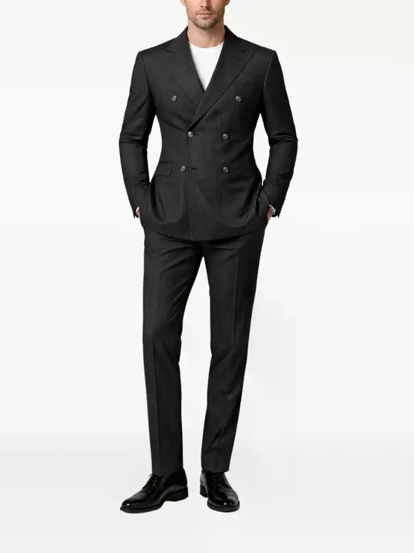 FRANZESE COLLECTION Brad Pitt Pinstriped Double-breasted Suit - Grey