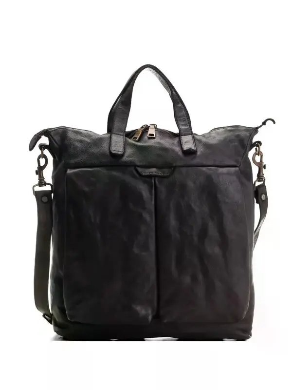 AL DUCA D’AOSTA 1902 Brushed Leather Messenger Bag With Two-way Zip - Black