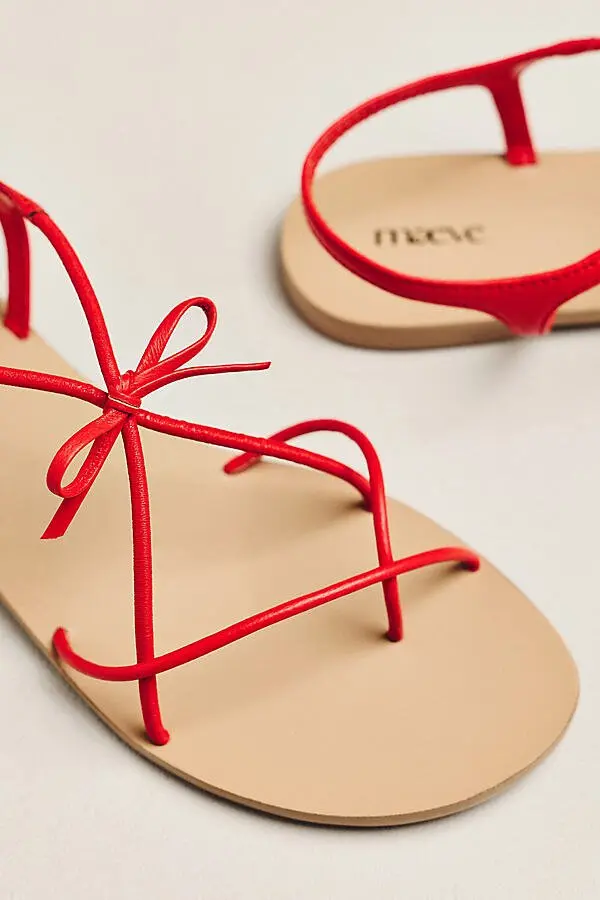Maeve Strappy Bow Sandals - Red