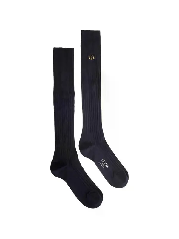 ELIOS Zodiac Embroidered Ribbed Socks - Blue