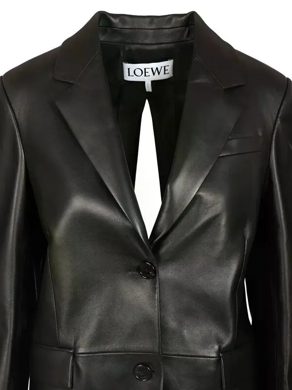Loewe Lace-up Leather Jacket - Black