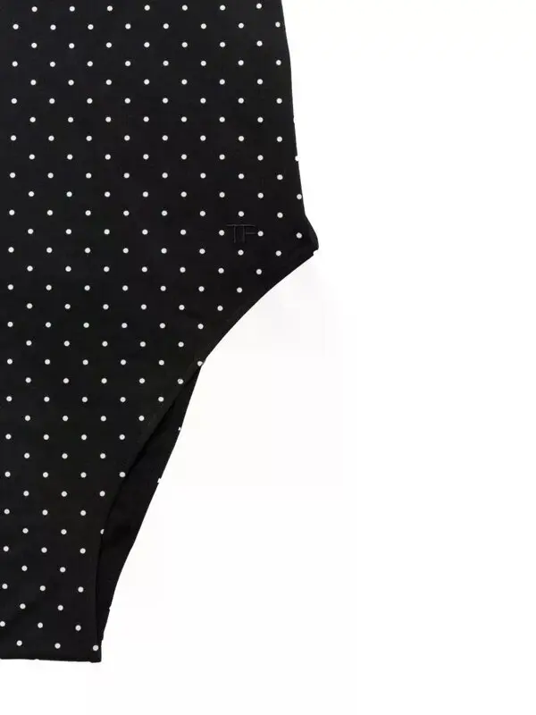 TOM FORD Polka Dot Print Square Neck High-cut Swimsuit