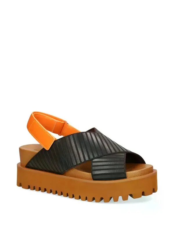 United Nude Striped Crossover Platform Sandals - Orange