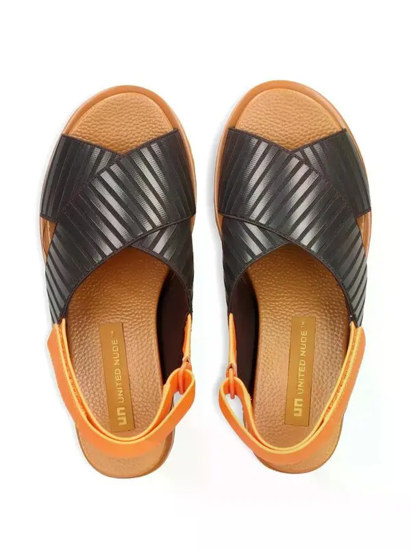 United Nude Striped Crossover Platform Sandals - Orange