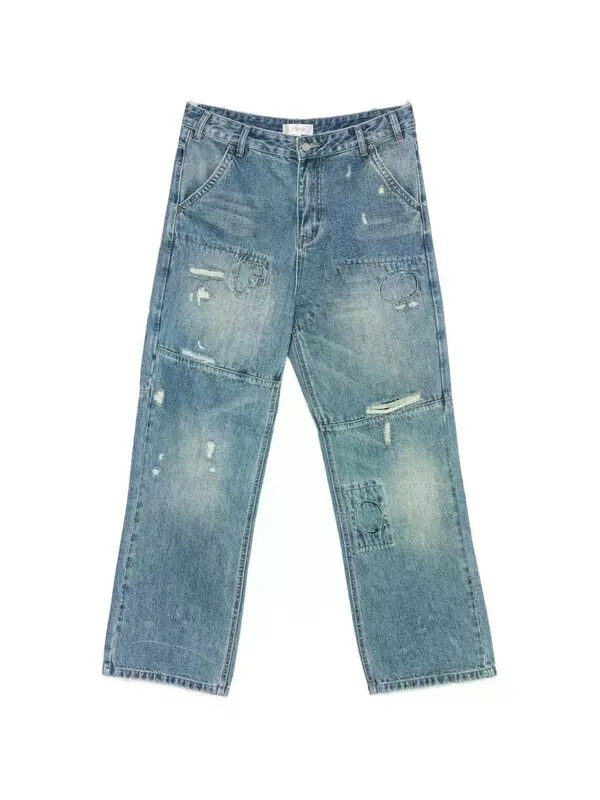 FOUND Distressed Patchwork Jeans