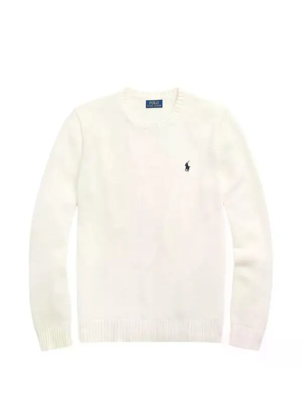 Polo Ralph Lauren Embroidered Logo Crew Neck Sweater - Neutrals