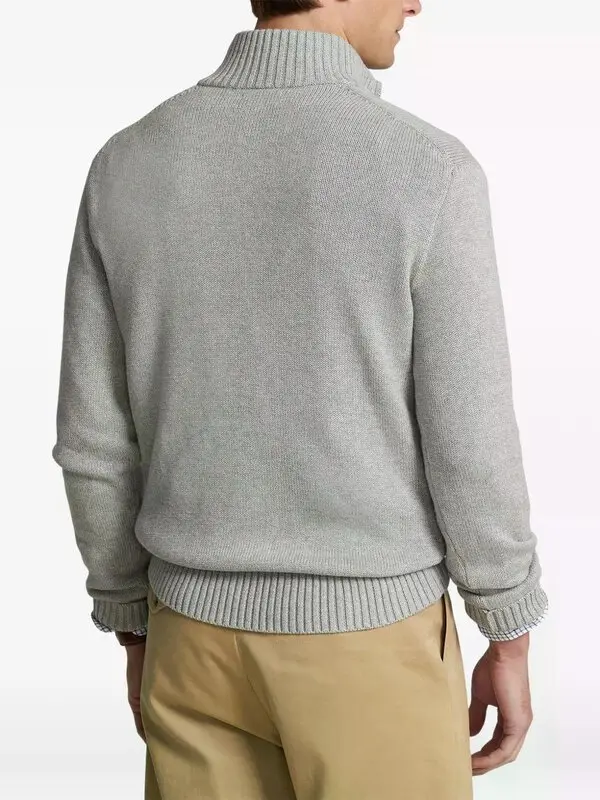 Polo Ralph Lauren Embroidered Quarter-zip Sweater - Grey