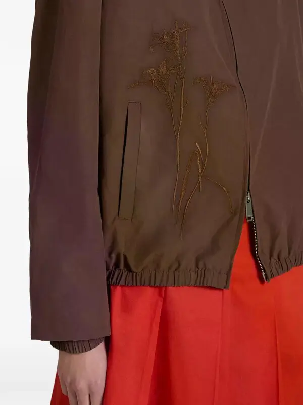 SLOWEAR Floral Embroidered Bomber Jacket